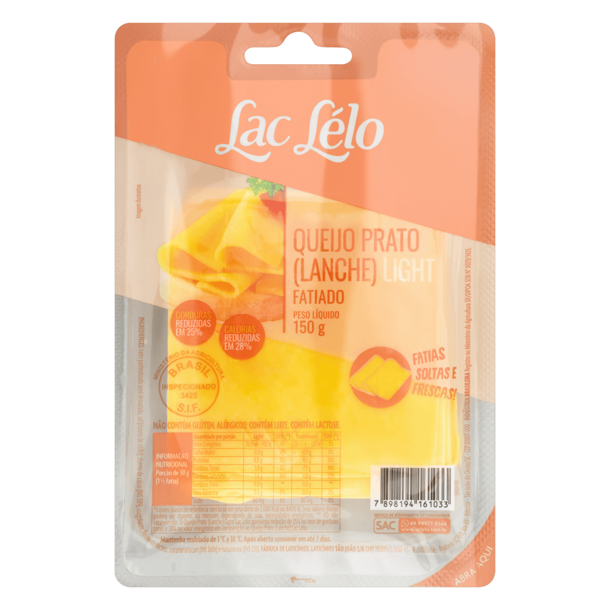 Queijo Prato Light Fatiado Lac Lélo 150g | Compre online e receba em casa!