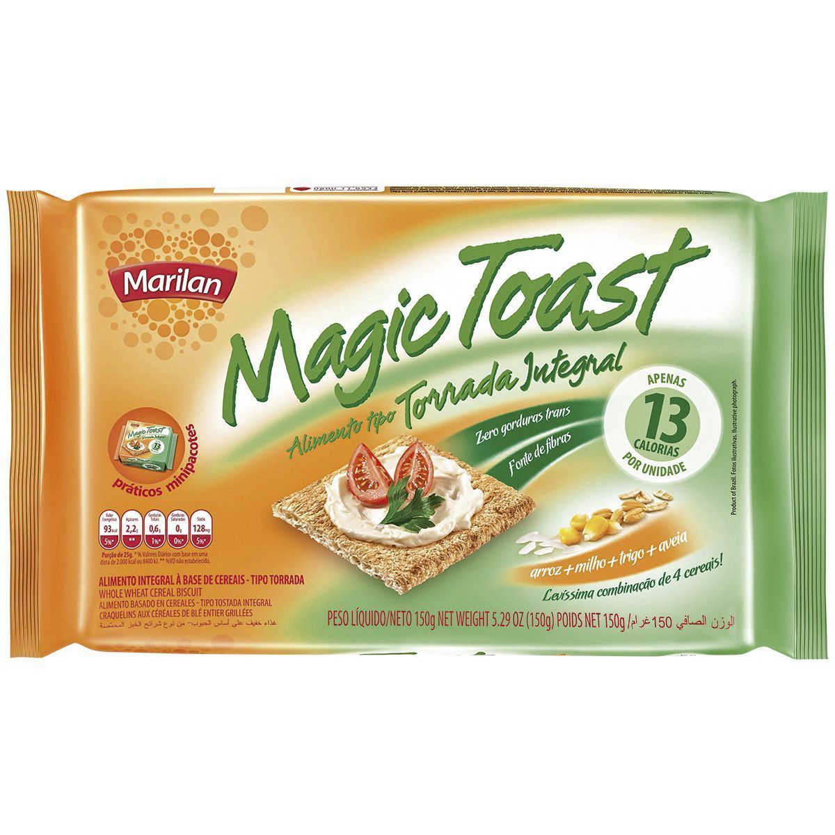 Torrada Integral Lev Magic Toast Marilan 150g | Compre online e receba ...