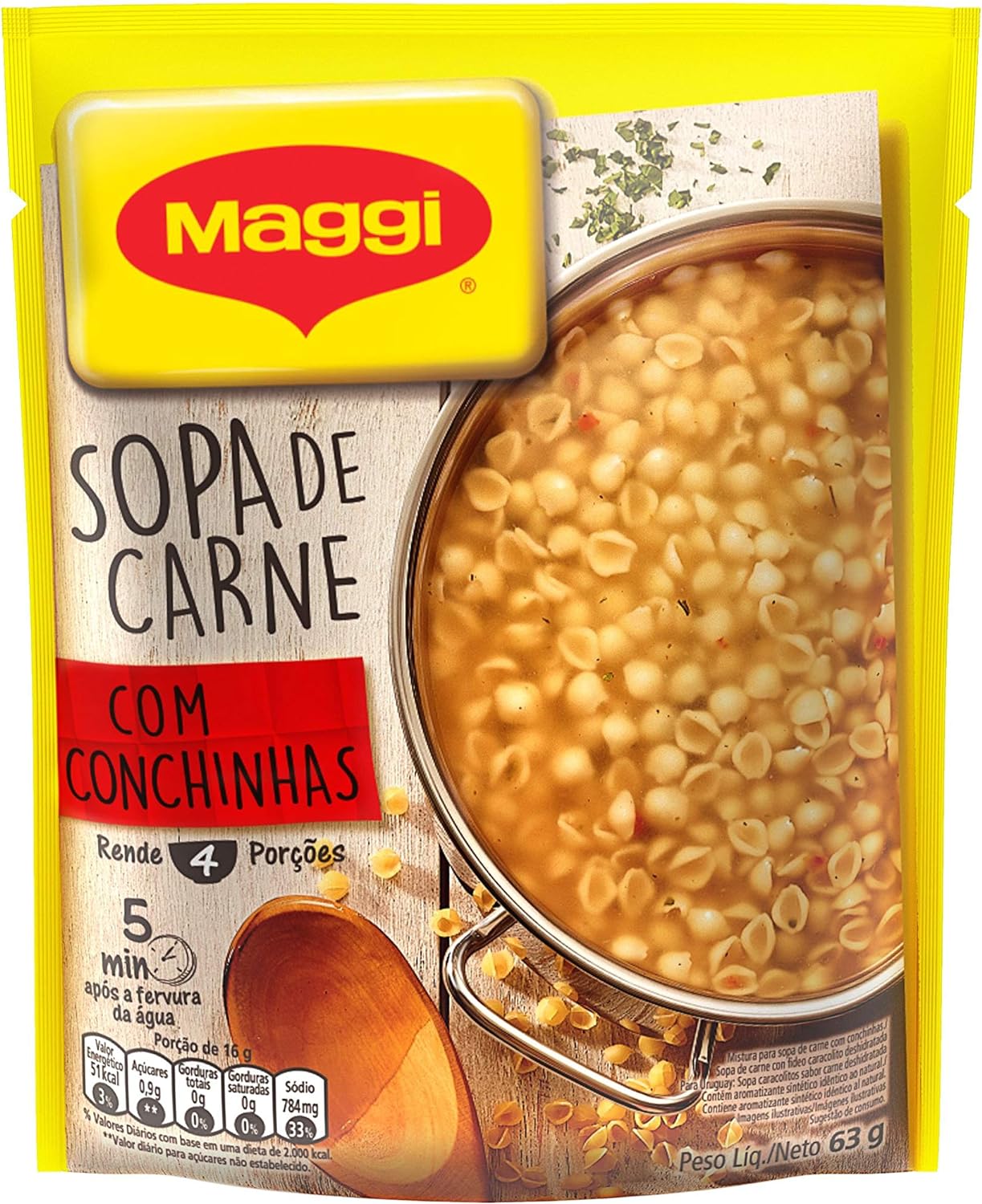 Sopa sabor Carne com Conchinhas Maggi 63g | Compre online e receba em casa!